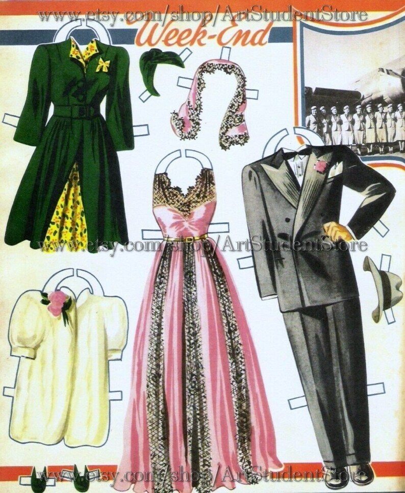 Digital Paper Dolls Download Pdfretro Airliner Pilot and - Etsy