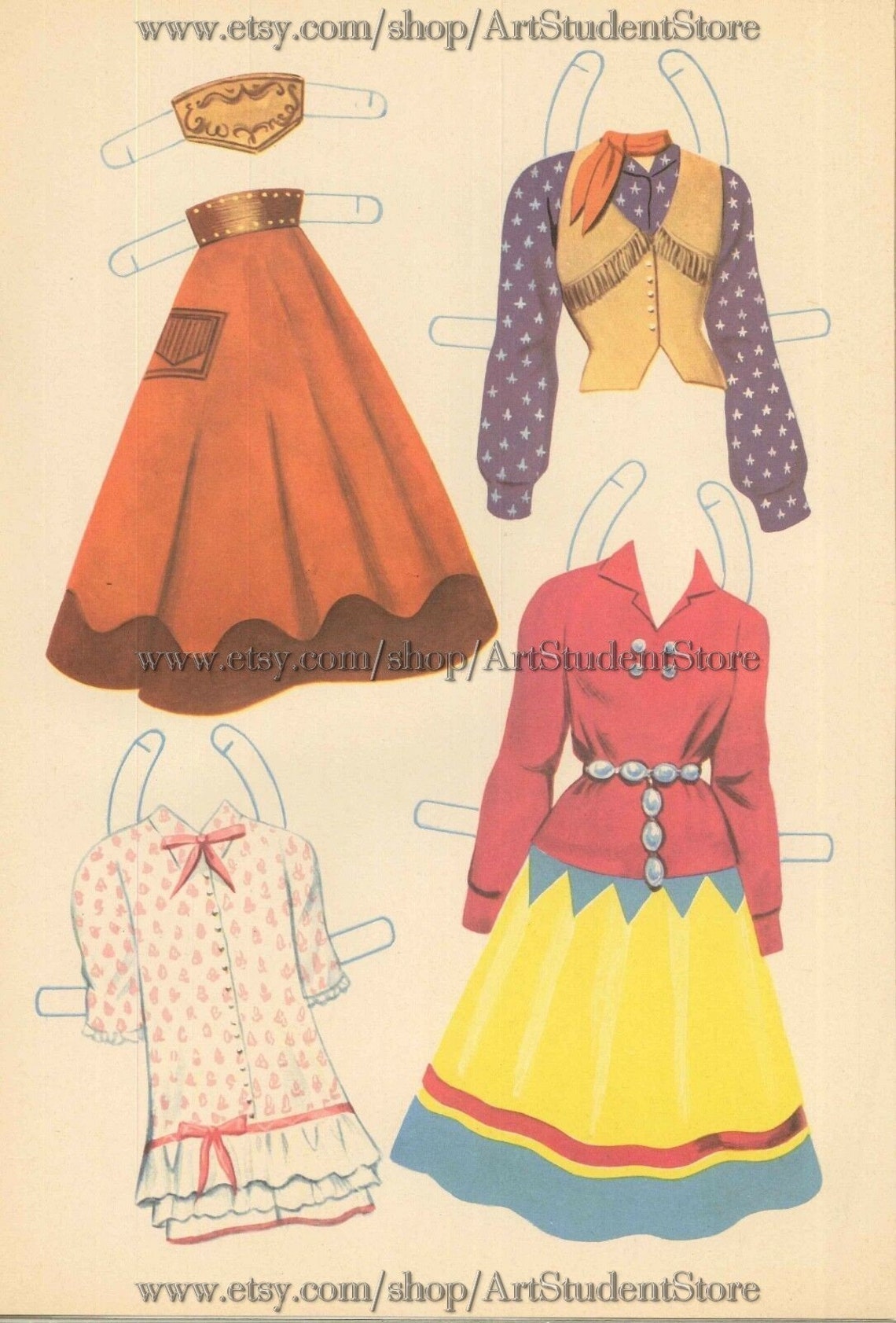 Pdf Instant Vintage Paper Dolls Western | Etsy