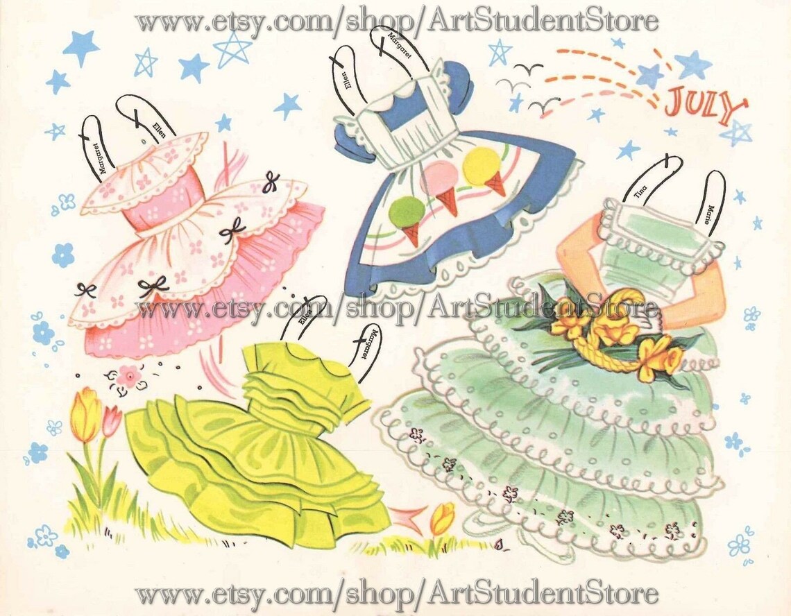 Printable Digital Pdf Instant Vintage Paper Dolls Pretty | Etsy