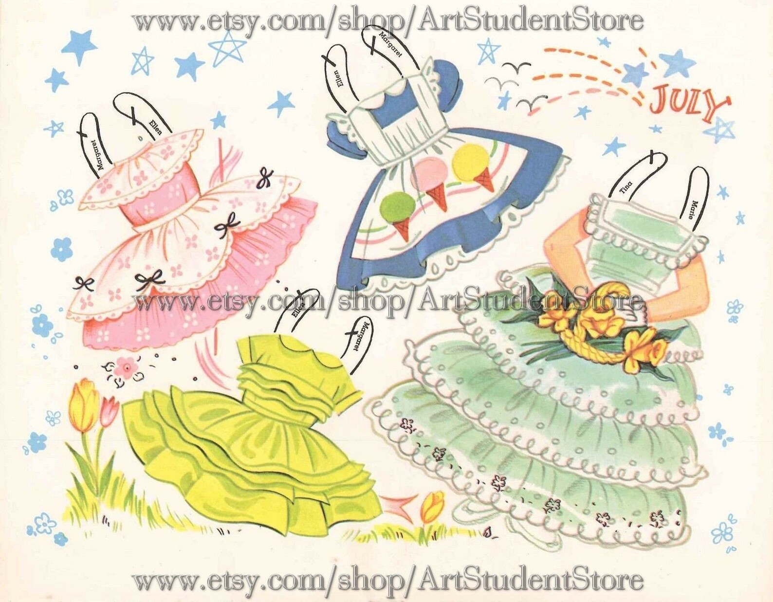 Printable Digital Pdf Instant Vintage Paper Dolls Pretty | Etsy