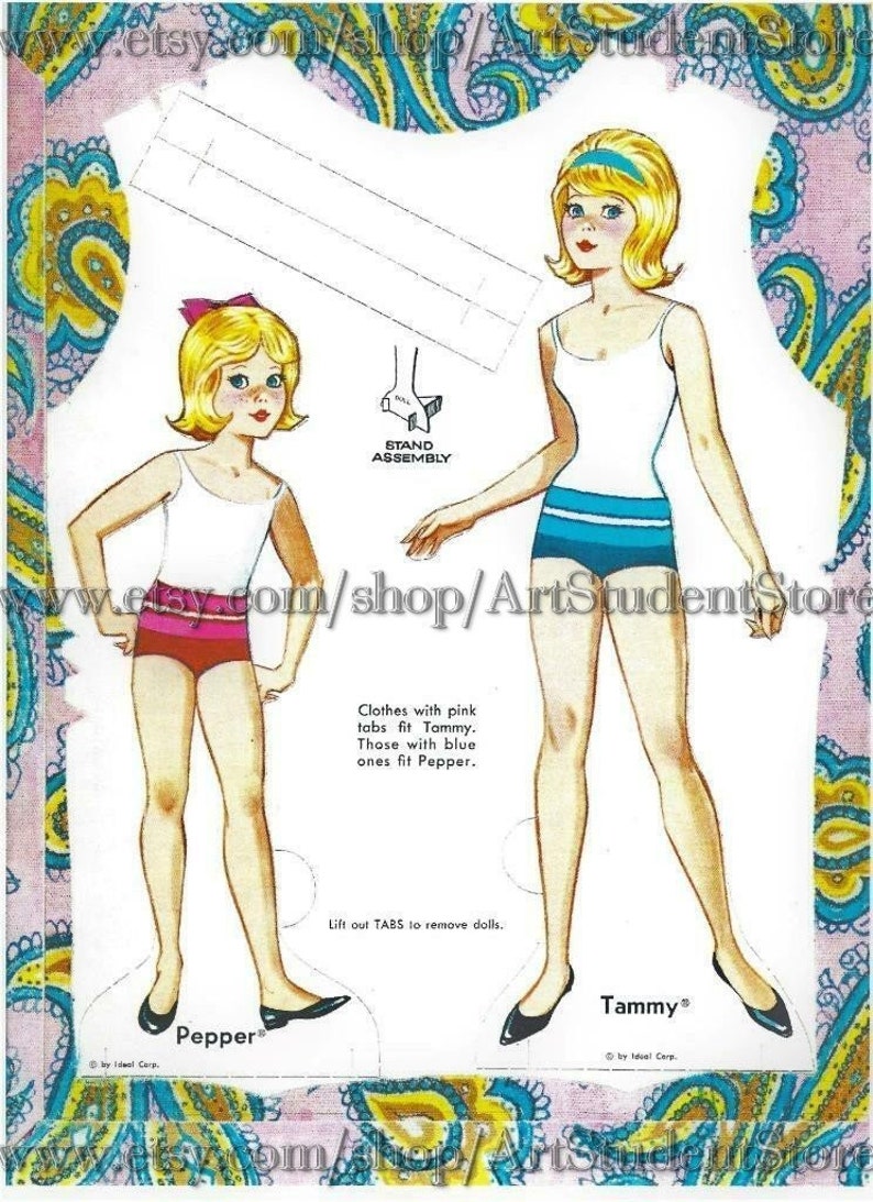 Pdf Printable Digital Vintage Paper Dolls Tammy and Pepper - Etsy