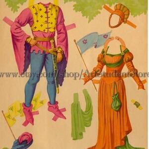Digital Pdf,vintage Paper Dolls Robin Hood and Maid Marian - Etsy