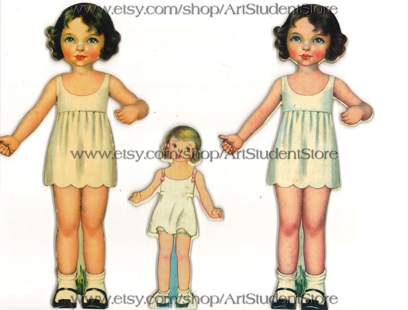 Pdf Printable Digital, Vintage Paper Dolls Round About 1930 - Etsy