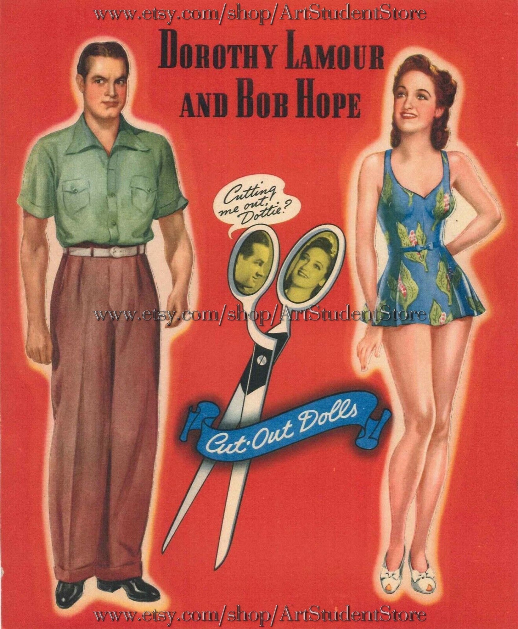 Retro Paper Dolls Bob Hope Lamour Paper Doll 1942 - Etsy