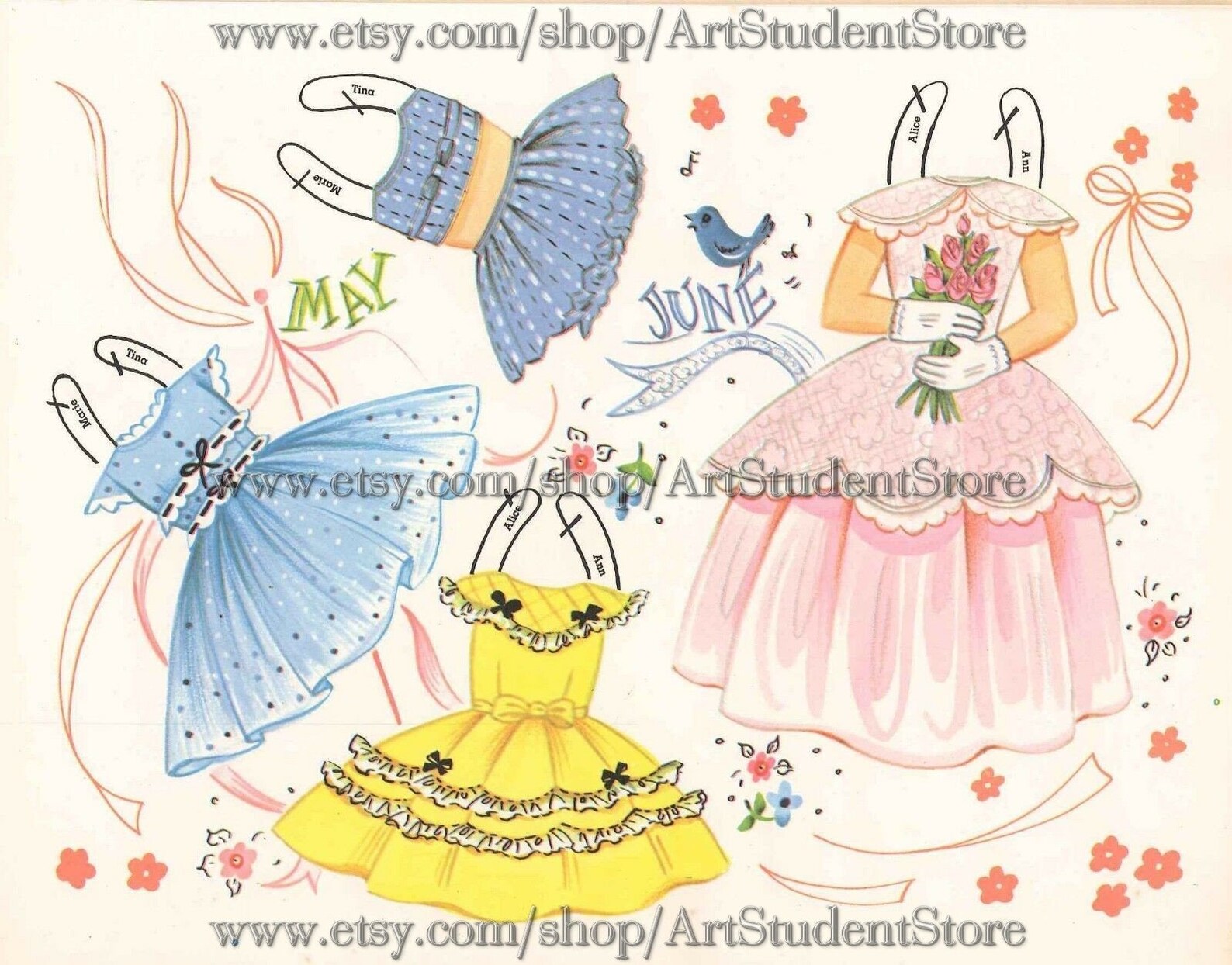 Printable Digital Pdf Instant Vintage Paper Dolls Pretty | Etsy