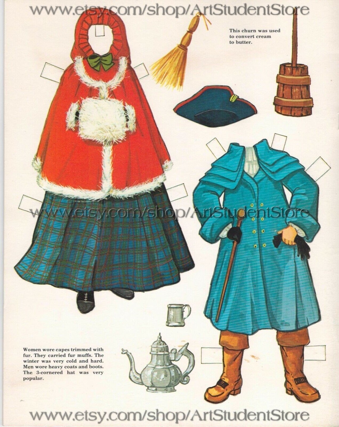 Pdf Printable Digital Vintage Paper Dolls Colonial America - Etsy