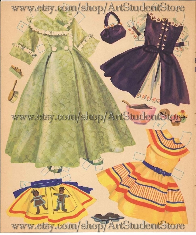 Digital Paper Dolls Download Pdfkitty Goes to Kindergarten - Etsy