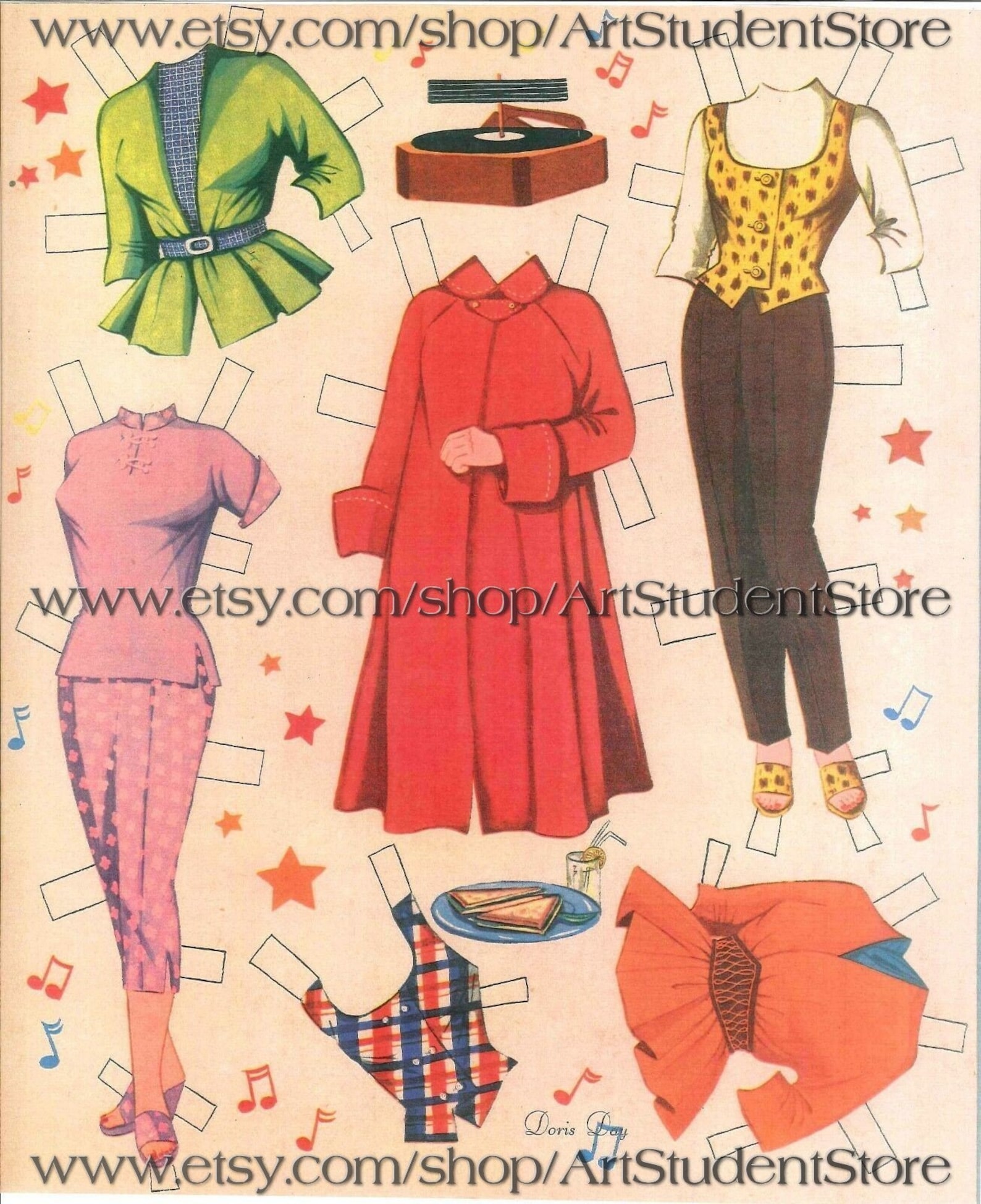 Vintage Movie Star Paper Dolls Doris Day Cut-out Doll C. 1954 - Etsy
