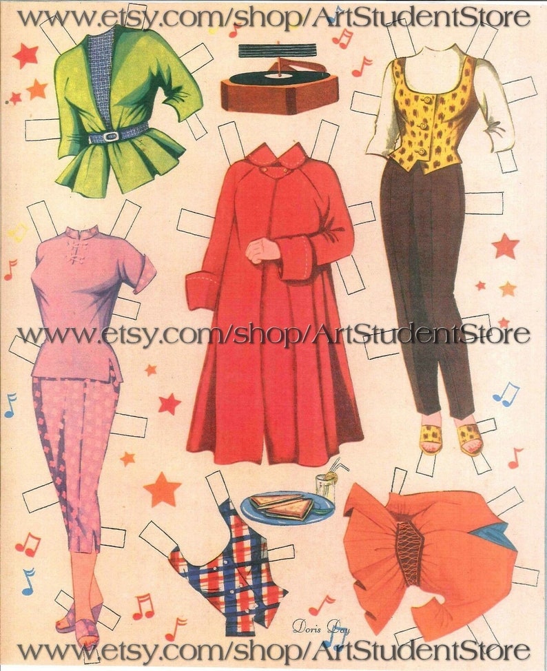 Vintage Movie Star Paper Dolls Doris Day Cut-out Doll C. 1954 - Etsy