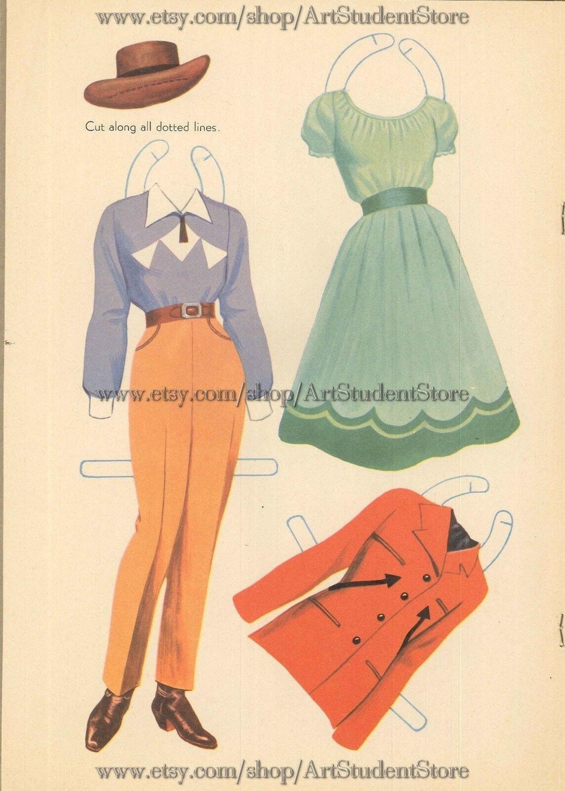 Pdf Instant Vintage Paper Dolls Western - Etsy
