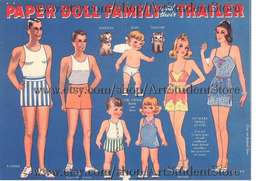 Pdf Instant Digital Vintage Paper Doll Family and Their - Etsy
