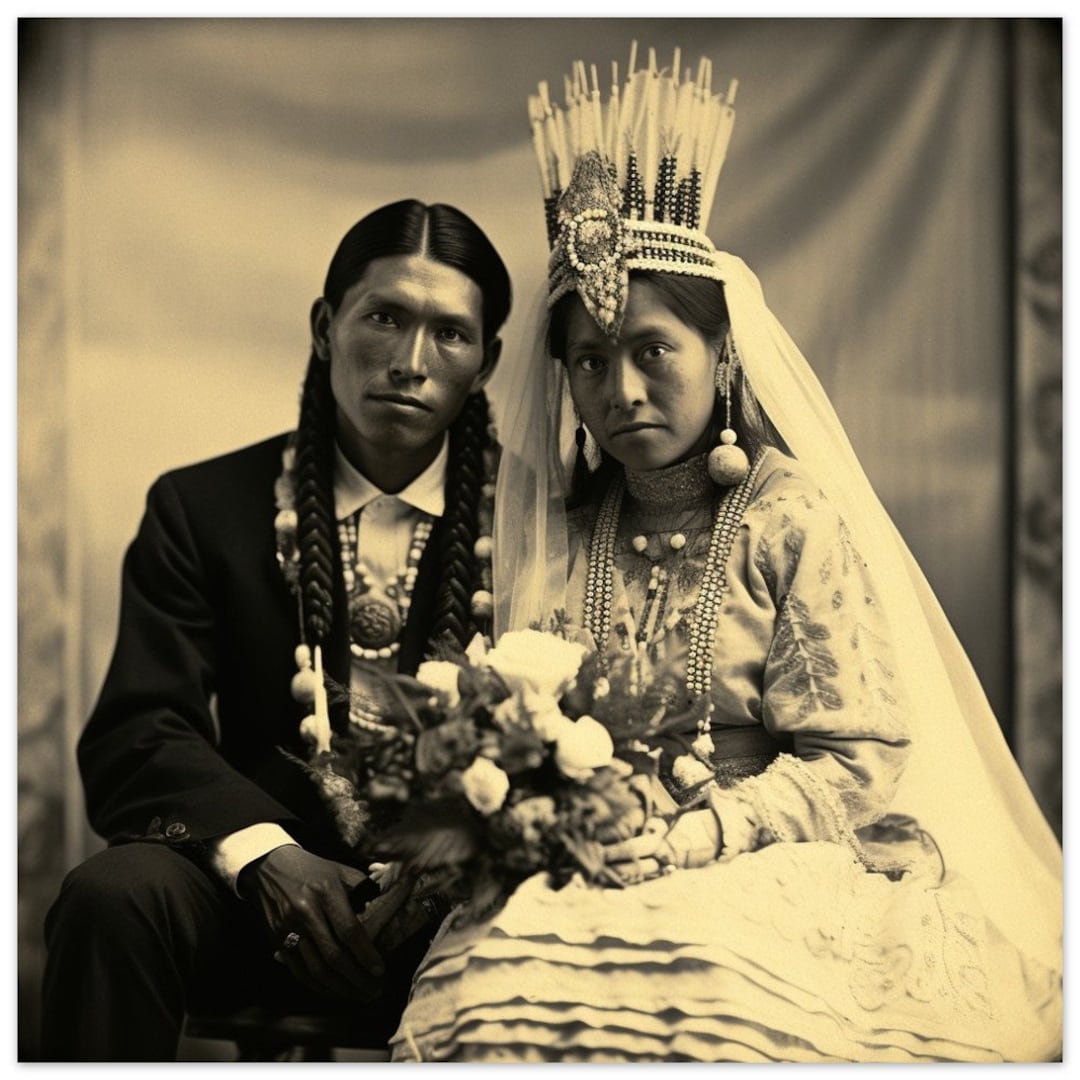 Vintage Portrait of Native American Wedding - Etsy