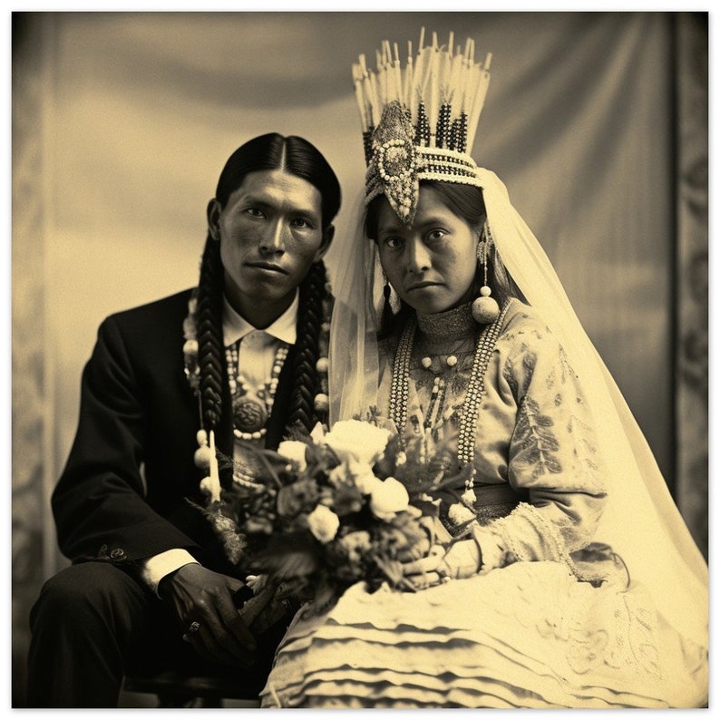 Vintage Portrait of Native American Wedding - Etsy
