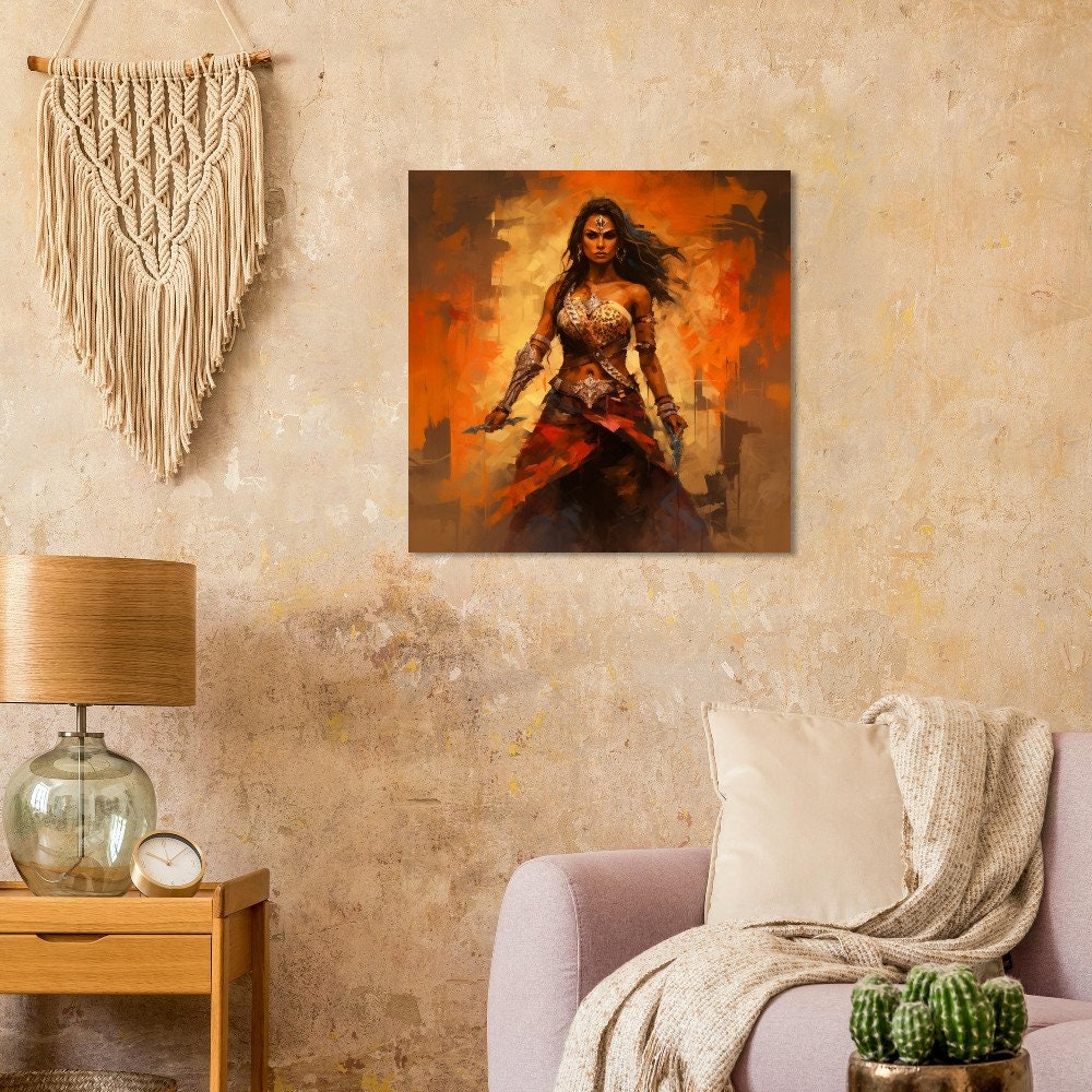 Indian Warrior Princess 01 Palette Knife Oil Painting - Etsy