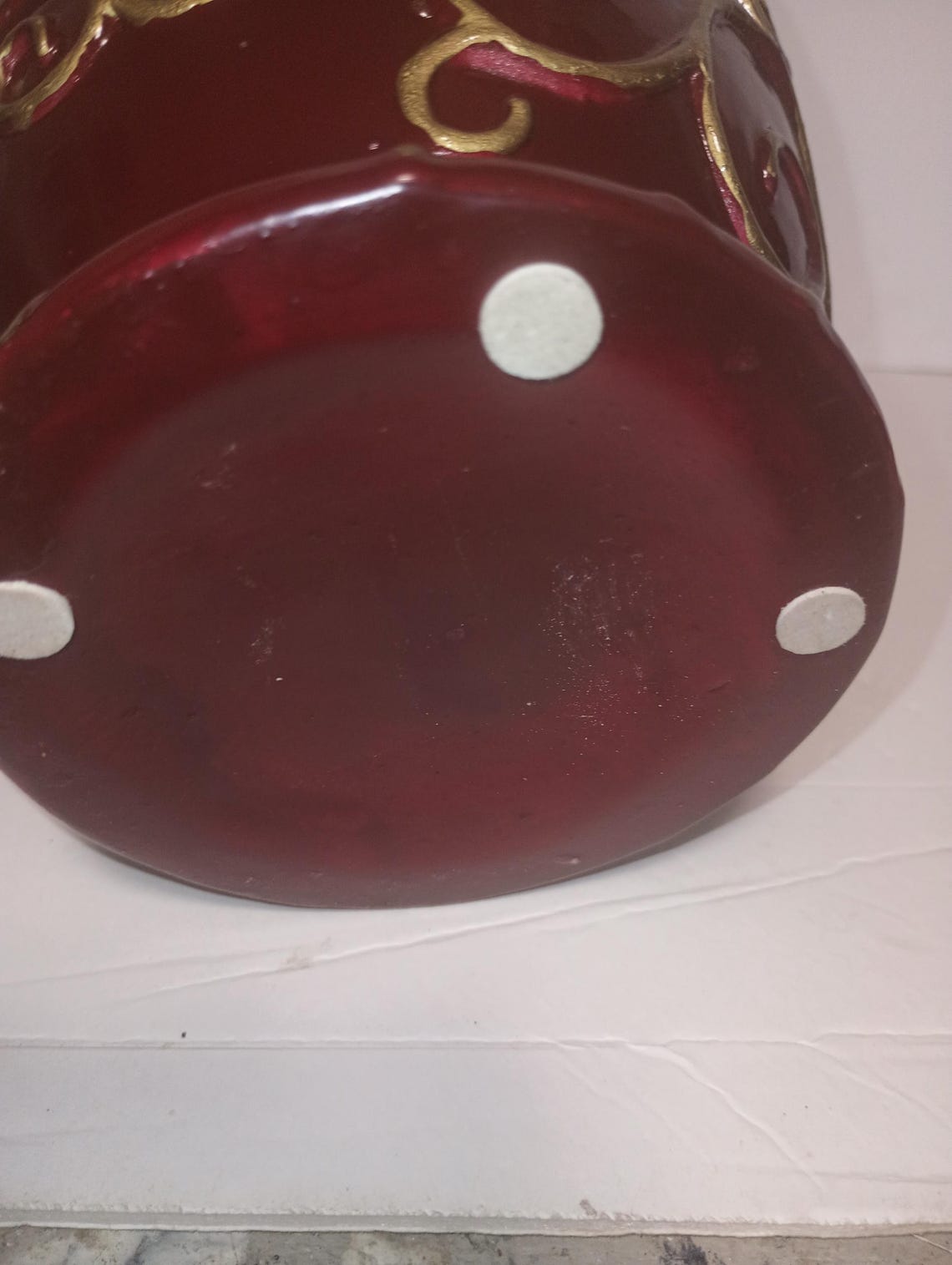 Ruby Red Ceramic Vase Embossed With Gold Vines 9.5 Inches Tall - Etsy