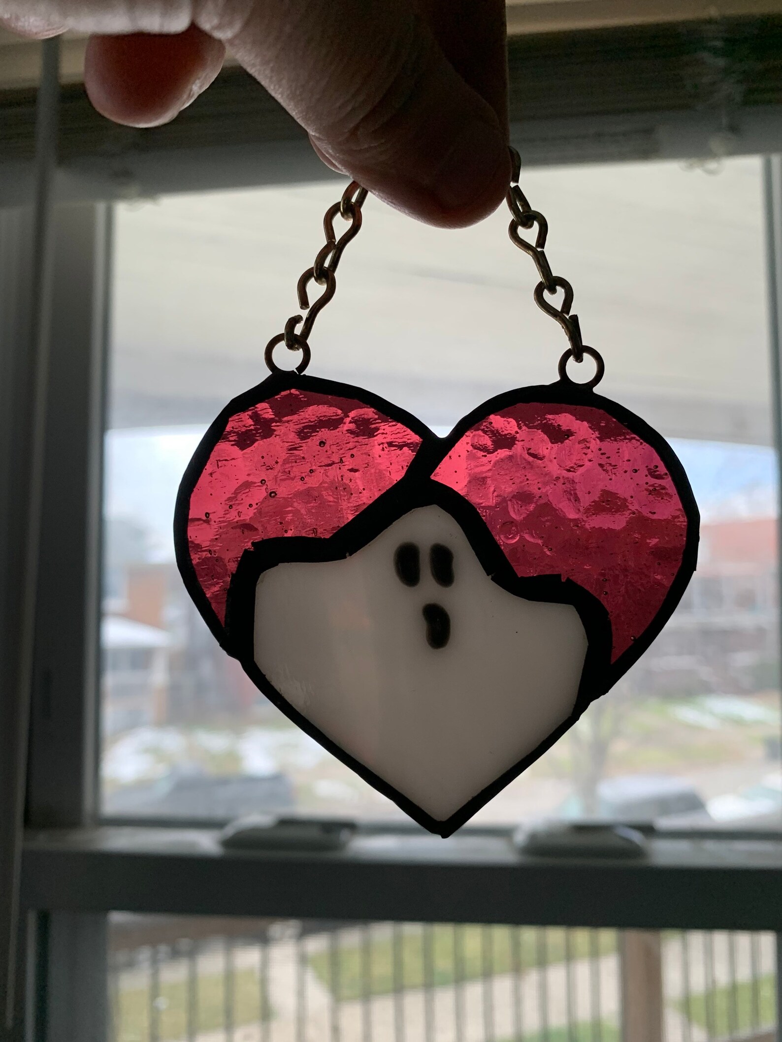 Halloween Ghost Heart Stained Glass | Etsy