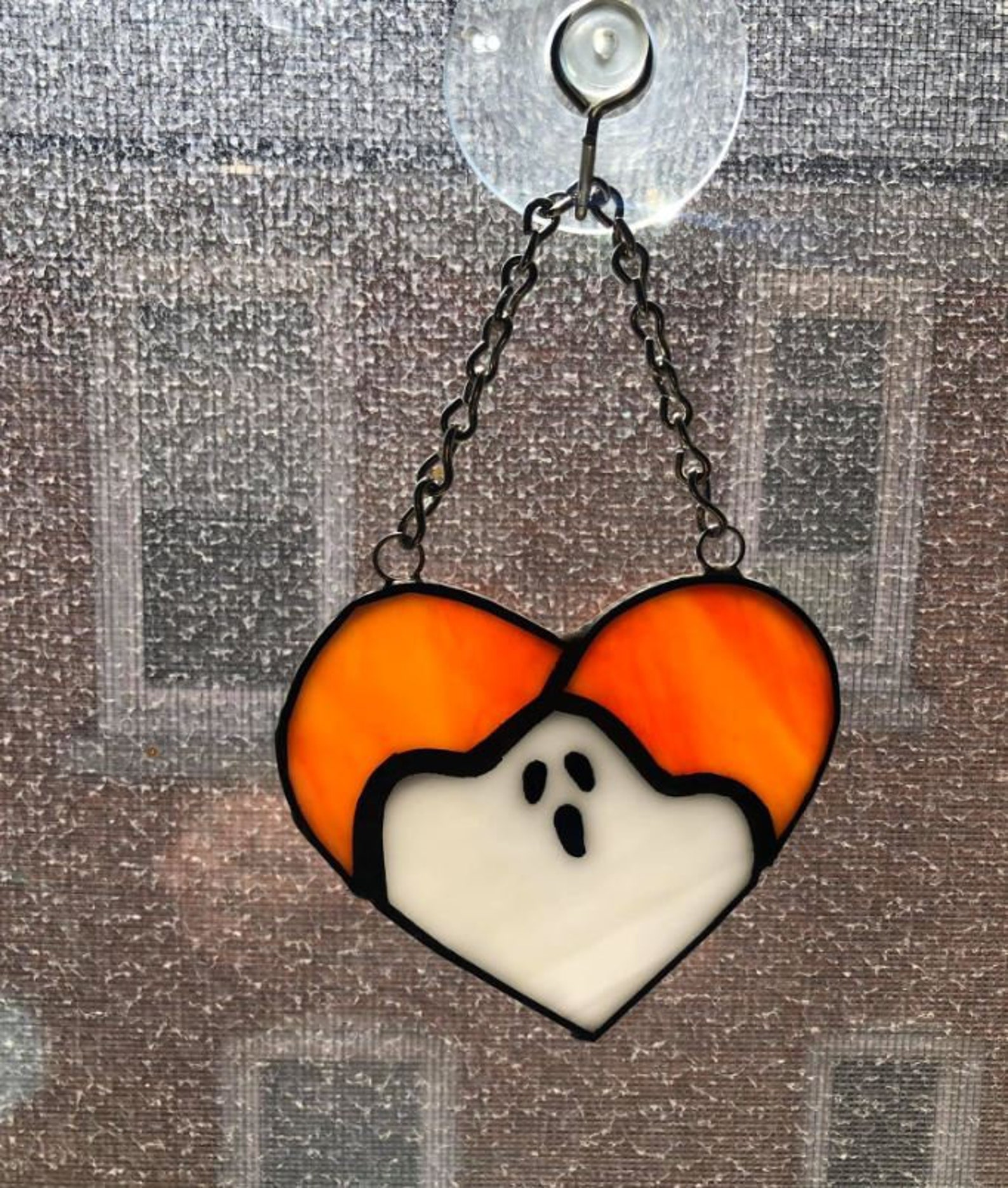 Halloween Ghost Heart Stained Glass | Etsy