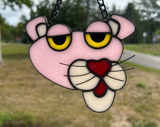 Pink Panther Satined Glass Suncatcher - Etsy