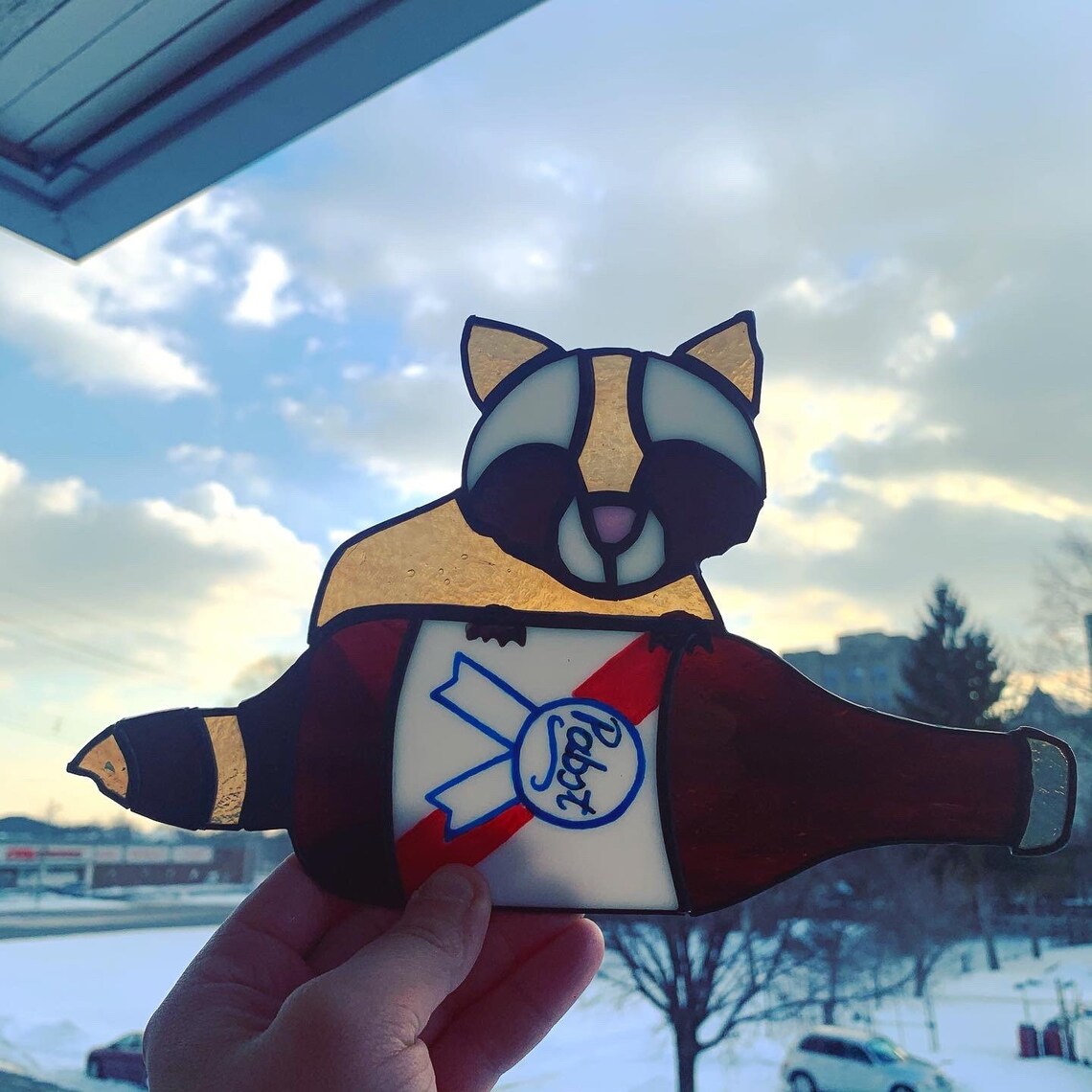 Pabst Raccoon Stained Glass PBR Suncatcher - Etsy