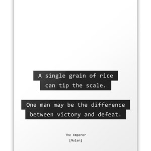 A Single Grain of Rice Can Tip the Scale / Mulan Quotes - Etsy
