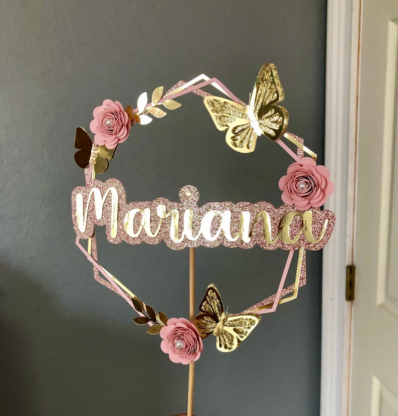 Rose Gold Cake Topper Chic Cake Topper Butterfly Cake | Etsy