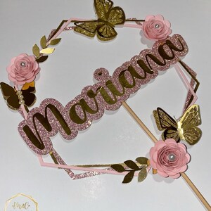 Rose Gold Cake Topper, Chic Cake Topper, Butterfly Cake Topper ...