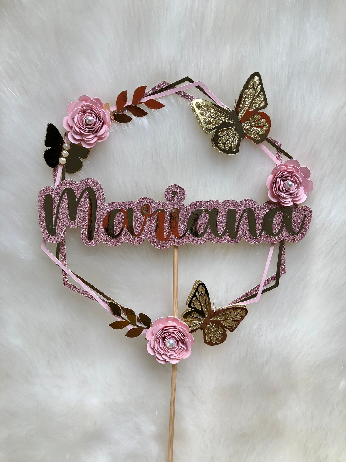 Rose Gold Cake Topper Chic Cake Topper Butterfly Cake | Etsy