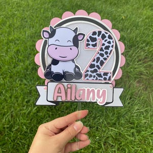 Cow Cake Topper, Cute Cow Cake Topper, Cow First Birthday, Cow Print ...