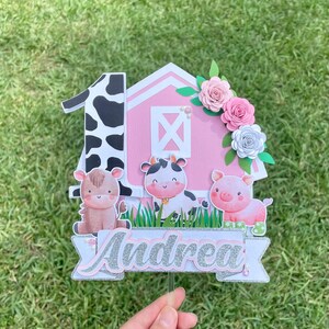 Pink Farm Cake Topper, Farm Cake Topper, Farm Animals, Pig Cake Topper ...