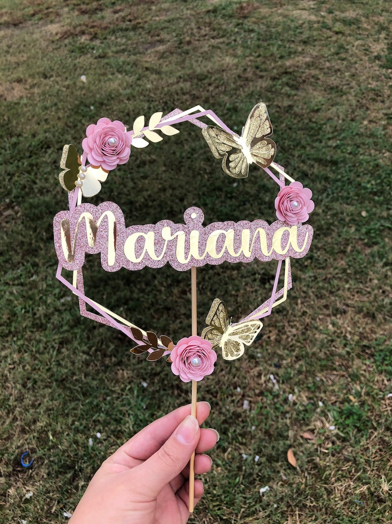 Rose Gold Cake Topper Chic Cake Topper Butterfly Cake | Etsy