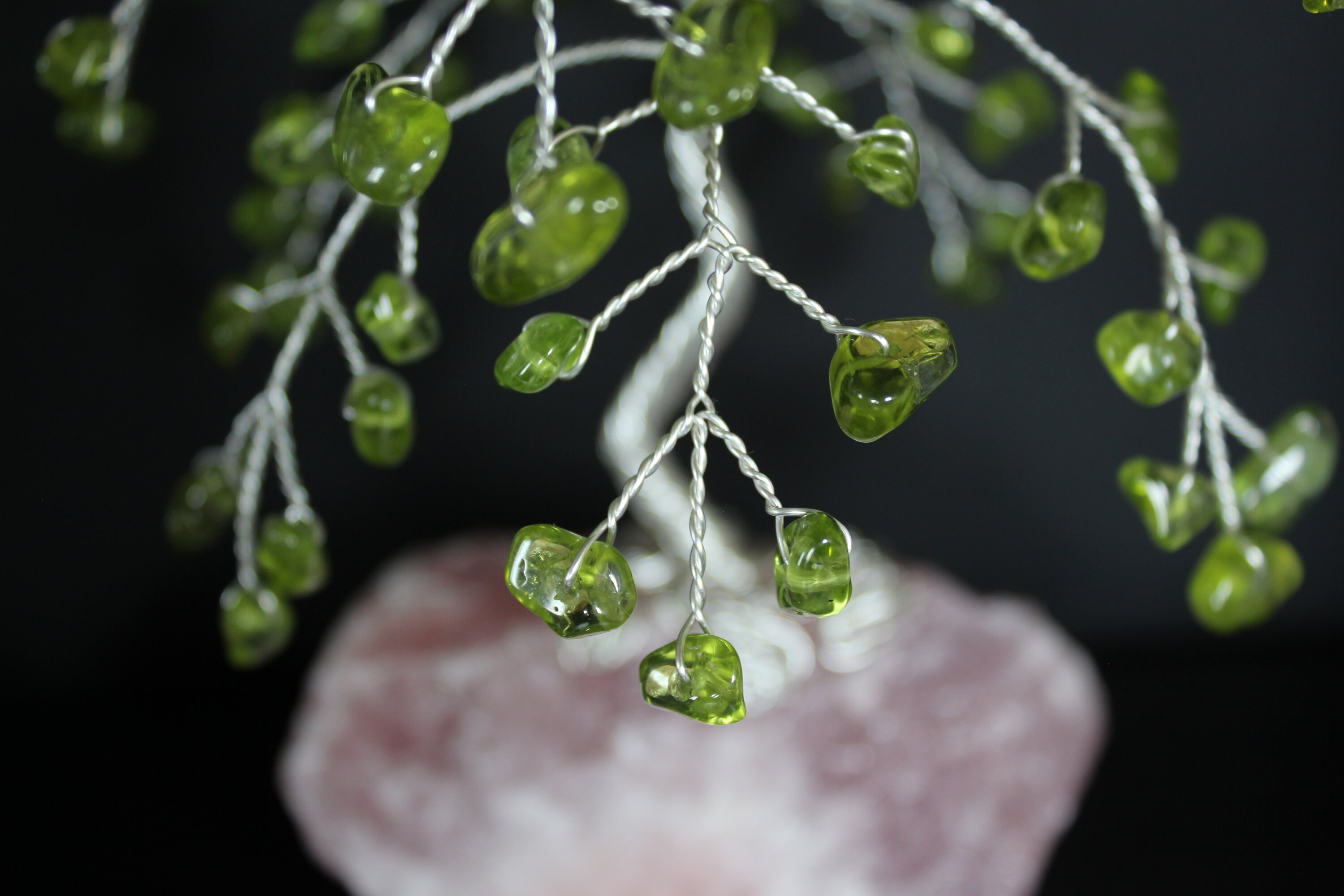 Peridot and Rose Quartz Gemstone Tree - Etsy