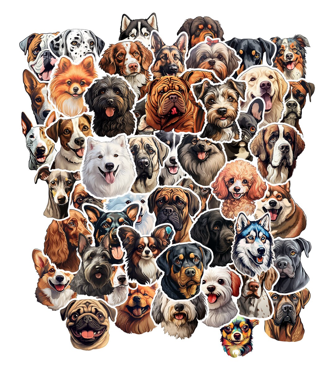 50 Dog Head Stickers PNG | Pet Stickers - Etsy