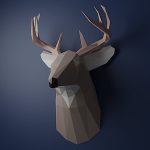 Deer Origami 3D White Tailed Deer Paper Craft, PDF Template, Gift - Etsy