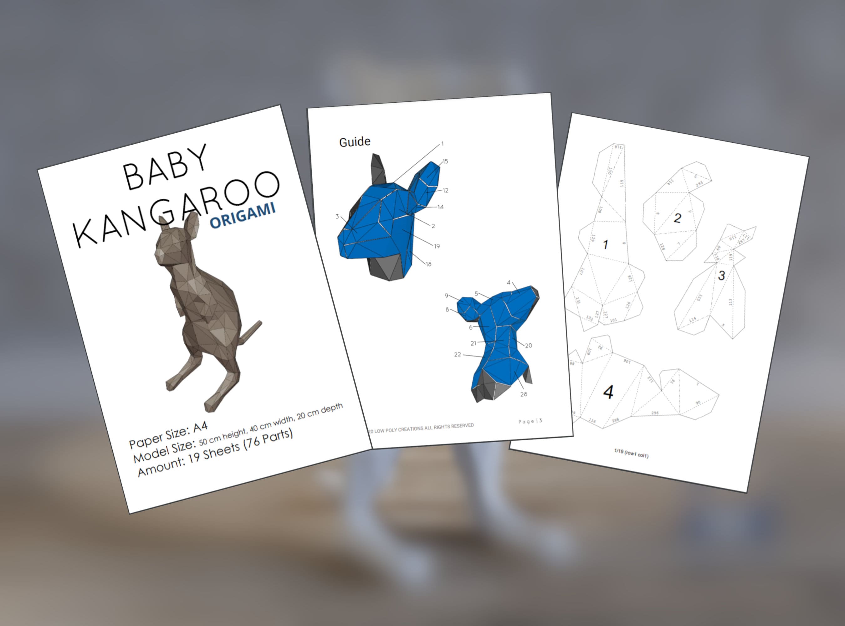 Baby Kangaroo Origami Papercraft DIY Papercraft Cute Paper Craft 3D - Etsy
