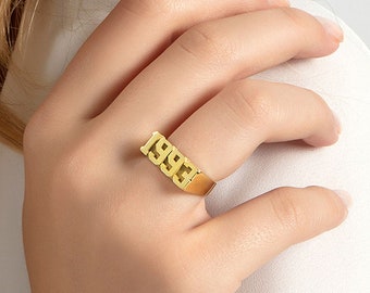 Birth Year Gold Ring - Etsy