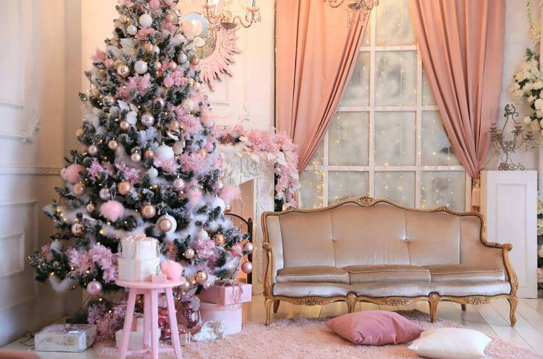 Pink Christmas Scene Photography Backdrop Banner Christmas - Etsy