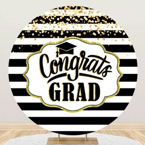 Striped With Sequins Grad Round Photography Backdrop Cover Graduation ...