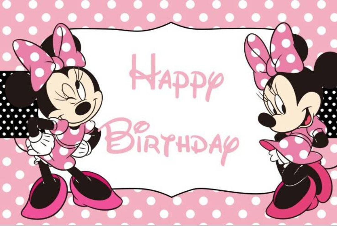Pink Cartoon Birthday Photography Backdrop Minnie Mouse Birthday Party ...