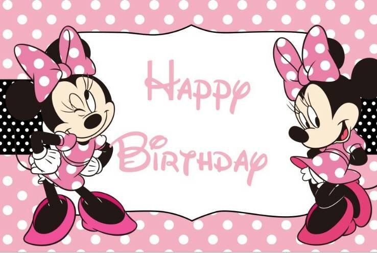 Pink Cartoon Birthday Photography Backdrop Minnie Mouse | Etsy