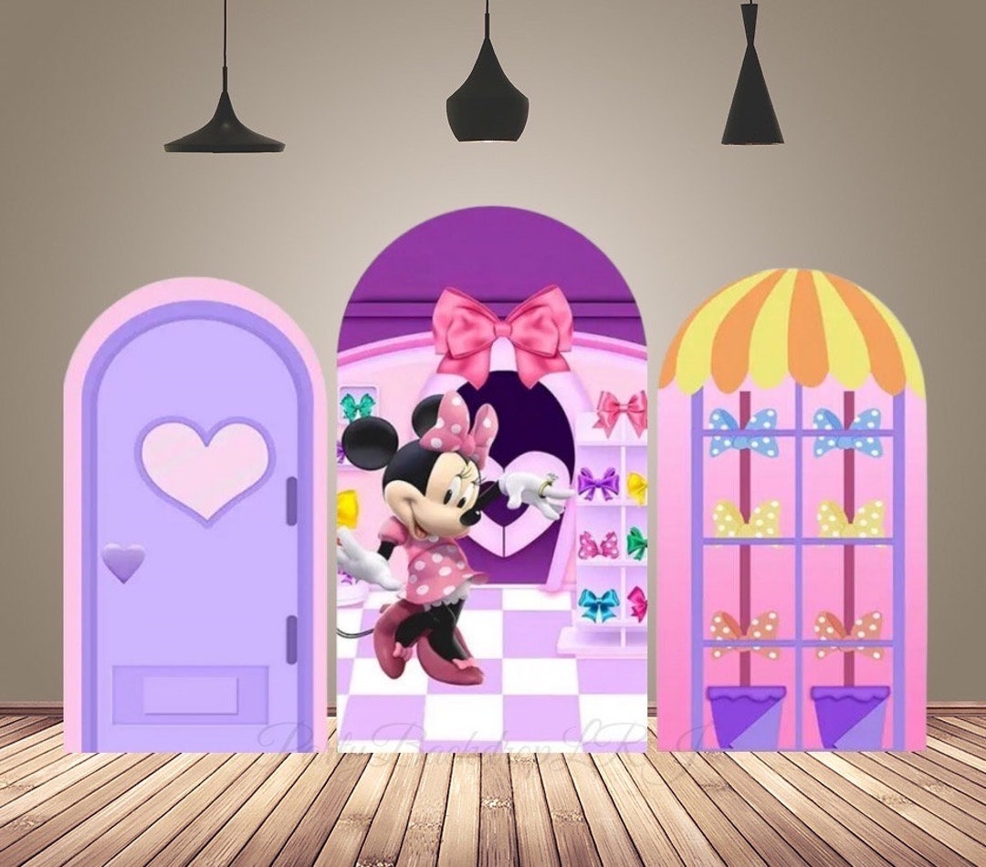 Minnie Mouse Birthday Arch Backdrop Cover: Pink Bow, Baby Shower - Etsy