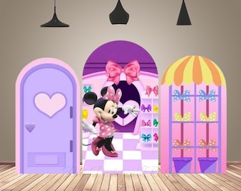 Pink Minnie Mouse Arch Chiara Backdrop Cover for Birthday Party Decor ...