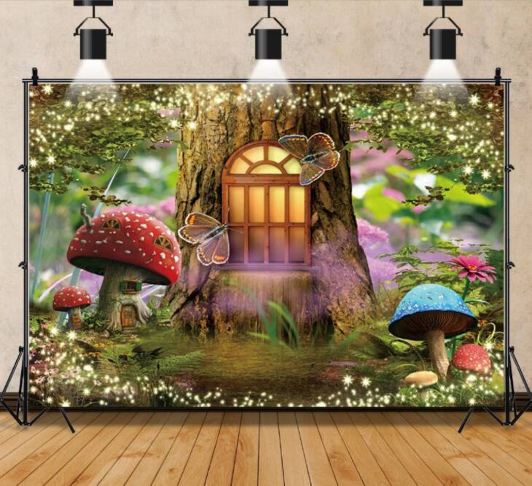 Mushroom House Party Backdrop: Fantasy Forest Photo Background - Etsy