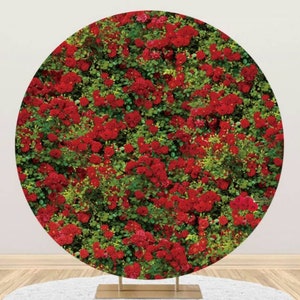 Rose Round Backdrop Cover Birthday Party Photography Backdrop Red ...