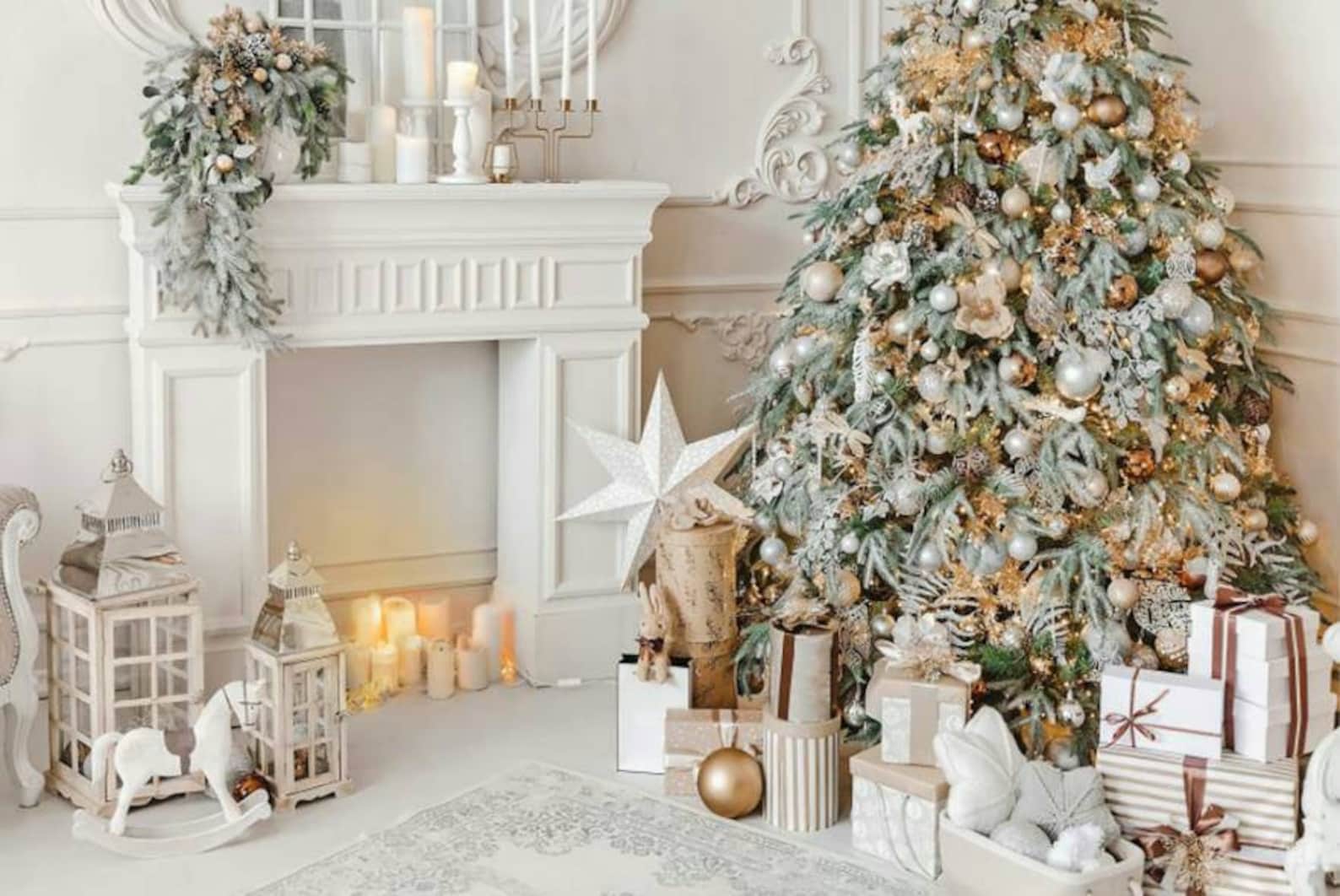 White Christmas Photography Backdrop Banner Christmas Tree - Etsy