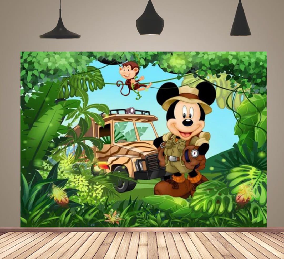 Safari Mickey Mouse Backdrop: Jungle Birthday Party Decoration - Etsy
