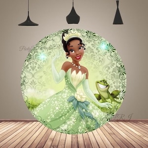 Princess Tiana Round Backdrop Cover: Baby Shower Photography Background ...