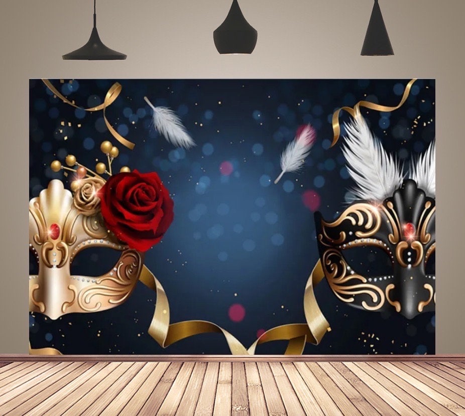 Masquerade Mask Photo Booth Backdrop: Adult Birthday Party Decoration ...