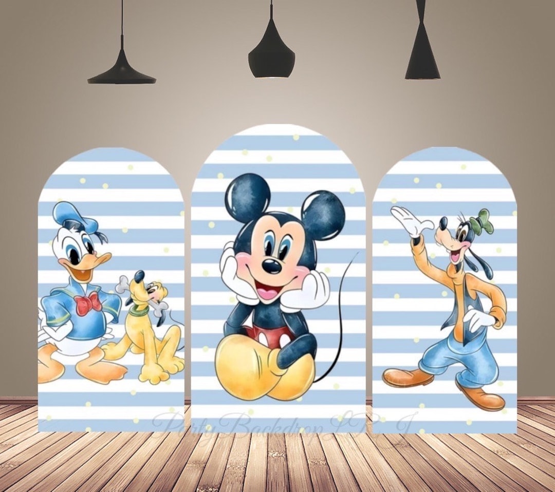 Mickey Mouse Arch Backdrop Cover: Double-sided Birthday Party Photo ...