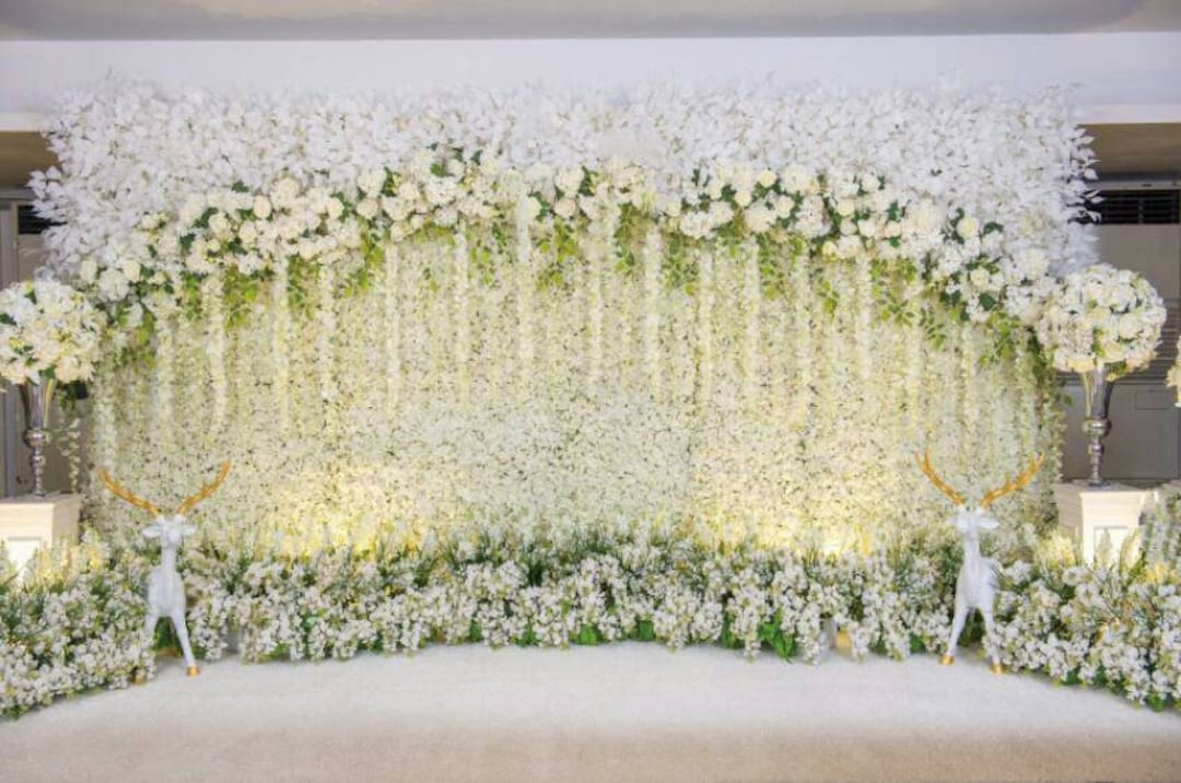 Floral Wedding Backdrop: White Flower Wall Photography Banner - Etsy