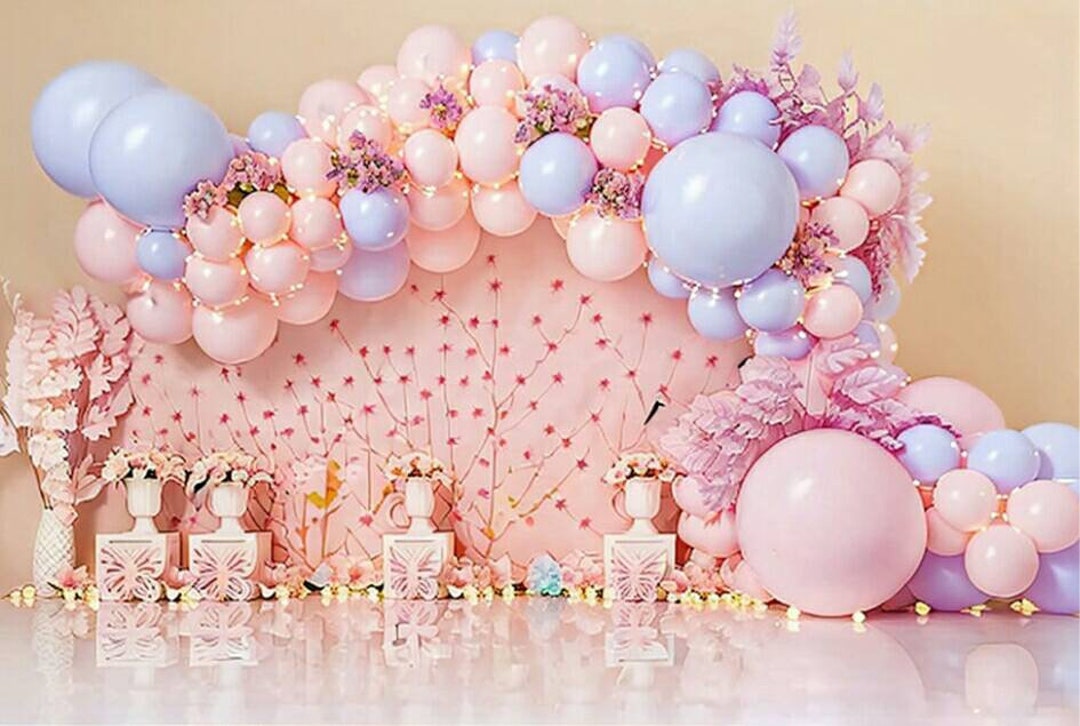 Pink Balloons Printing Backdrop Picture Girls Birthday - Etsy